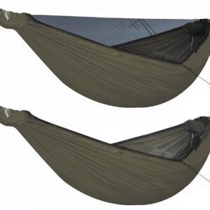 Onewind 11Ft Camping Hammock with Mosquito Net and Structure Ridgeline, Lightweight Portable Double Hammock with 12ft Tree Straps, Ideal for Camping, Hiking, Backpacking, OD Green