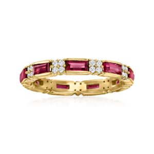 ross-simons 1.50 ct. t.w. rhodolite garnet and .50 ct. t.w. white zircon eternity band in 18kt gold over sterling. size 6