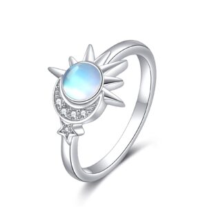 yafeini moon sun rings 925 sterling silver synthetic moonstone ring moon sun star jewelry valentine's day birthday gifts for women girlfriends wife (8)