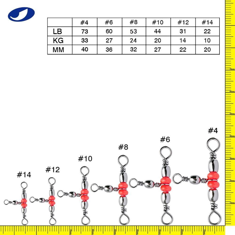 OCEAN CAT T-Shape Three 3 Way Fishing Swivel Brass Barrel Triple Swivel Cross Line Fishing Tackle Line Connectors Tangle Free Tackle Equipment Size 20-73 lbs