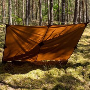 Bushcraftspain Waterproof Oilskin Tarp 6’7’’ x 8’2” - Brown Waxed Cotton Canvas Shelter for Survival,Bushcraft and Camping -Lightweight - Made in Spain