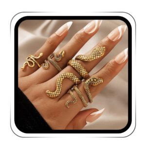 graeen vintage snake ring knuckle statement rings biker stackable ring reptile serpent band ring halloween ring jewelry for women (style c)