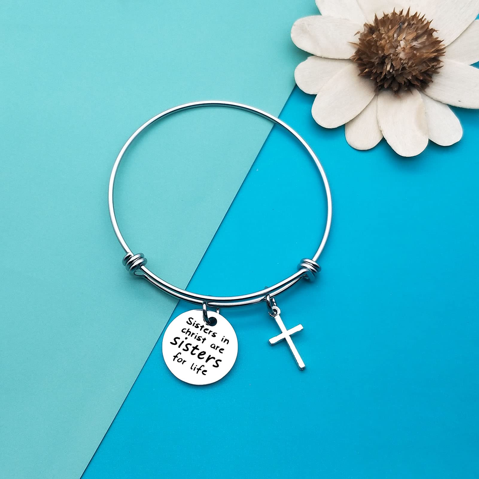 Dabihu Christian Sister Gift Religious Gifts for Women Sisters Bracelet Sisters Gifts Religious Sisters Jewelry Christmas Birthday Gifts for Sister Friends Cousin Friendship Bangle Faith Gifts