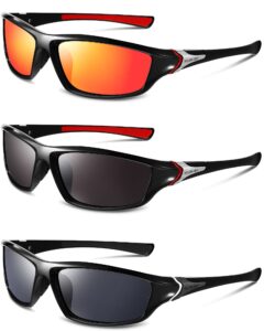 toodoo 3 pairs sport polarized sunglasses for cycling driving fishing tac lens sunglasses for men women youth baseball running golf motorcycle