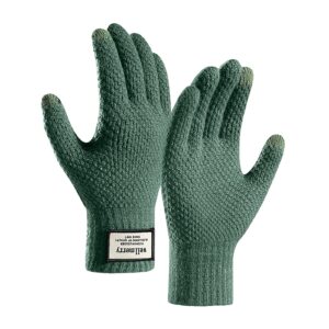 unaone winter gloves for men, touch screen texting warm gloves cold weather gloves with soft knit lining and elastic cuff, green