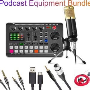 Podcast Equipment Bundle, SINWE Condenser Microphone with Tripod Stand and Professional Audio Mixer for Studio Recording Vocals, Voice Overs, Streaming Broadcast and YouTube Videos