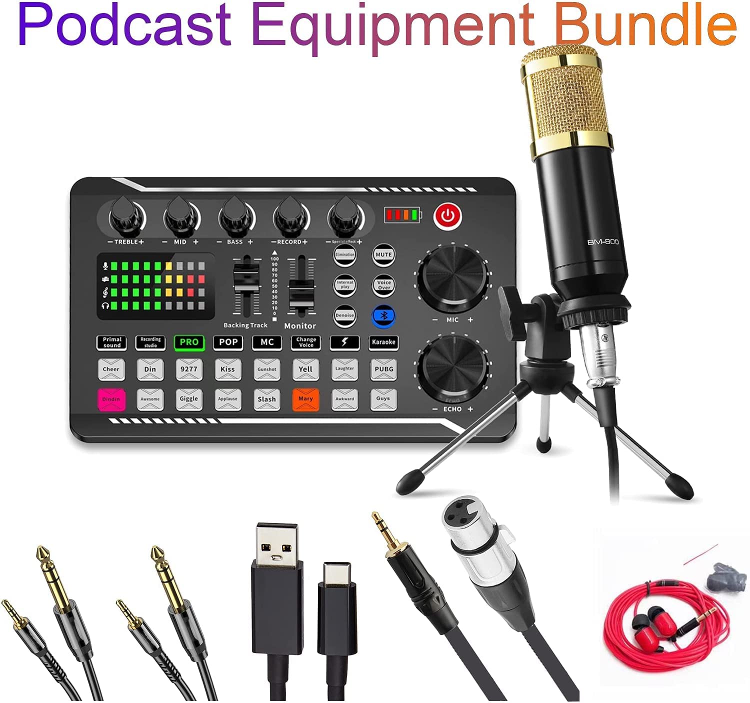 Podcast Equipment Bundle, SINWE Condenser Microphone with Tripod Stand and Professional Audio Mixer for Studio Recording Vocals, Voice Overs, Streaming Broadcast and YouTube Videos