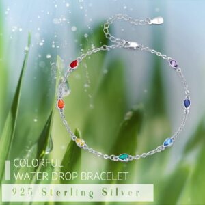 MEDWISE Chakra Bracelet Sterling Silver 7 Chakra Yoga Bracelet Teardrop Chakra Wrist Link Bracelet Birthday Christmas Gifts for Women Wife Girlfriend Mom Mama Mother