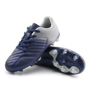 brooman Kids Soccer Cleats Boys Girls Athletic Outdoor Football Shoes (13,Navy Grey)