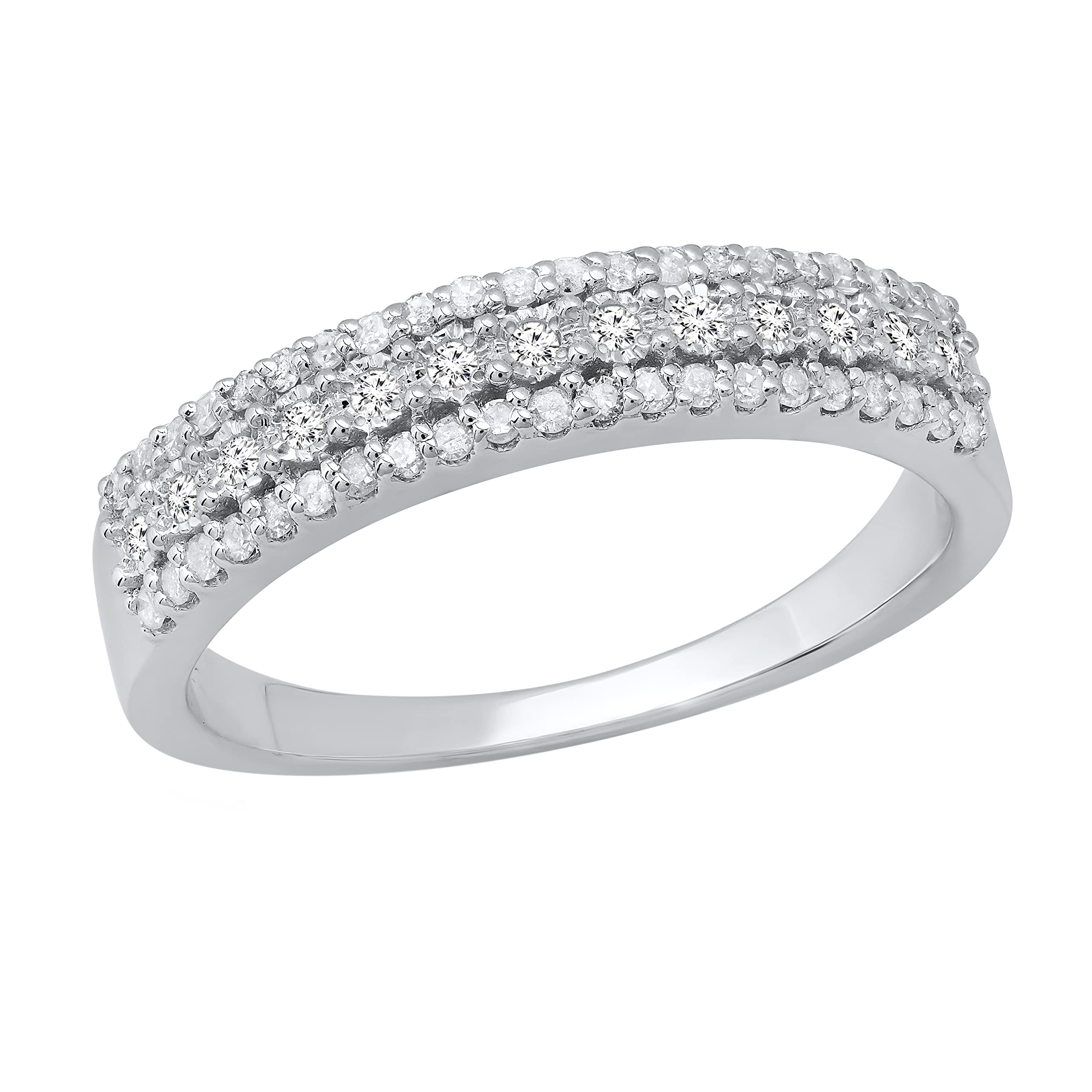 Dazzlingrock Collection 0.32 Carat (ctw) Round White Diamond Classic Row Half Eternity Style Elegant Stackable Wedding Band For Women 1/3 CT | 925 Sterling Silver, Size 9.5