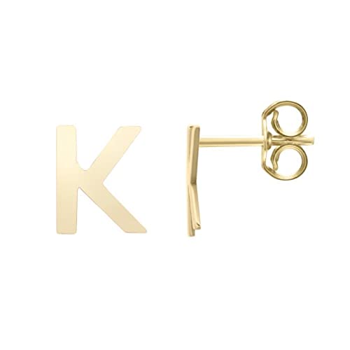 The Diamond Deal 14k Solid Yellow Gold Small Stud Earrings w/Pushbacks, Initial K (" And yellow-gold)