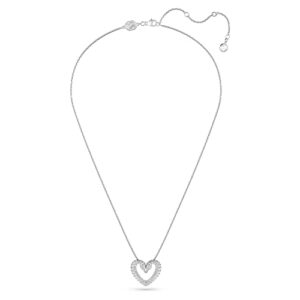 SWAROVSKI Una Pendant Necklace, Heart-Shaped Swan Design with Sparkling White Crystals, on a Rhodium Finish Chain, Part of the Una Collection