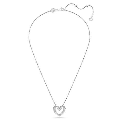 SWAROVSKI Una Pendant Necklace, Heart-Shaped Swan Design with Sparkling White Crystals, on a Rhodium Finish Chain, Part of the Una Collection