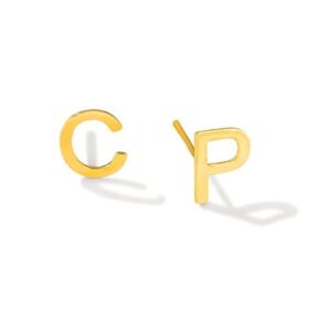 The Diamond Deal 14k Solid Yellow Gold Small Stud Earrings w/Pushbacks, Initial K (" And yellow-gold)