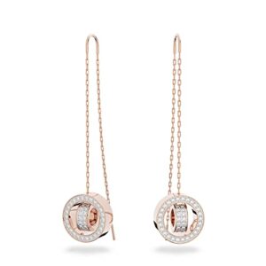 swarovski hollow drop earrings, long, white, rose-gold tone finish