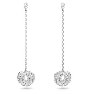 swarovski generation drop earrings, long, white, rhodium finish