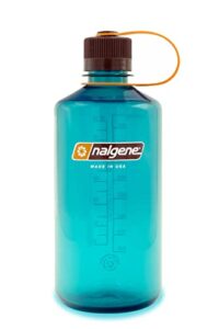 nalgene sustain tritan bpa-free water bottle made with material derived from 50% plastic waste, 32 oz, narrow mouth, teal