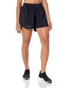 under armour womens 2n1 softball short 22, (001) black/black/pitch gray, small