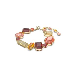 Swarovski Gema Soft Bracelet, Multicolored Crystals in Warm Tones, Mixed Cuts, on Gold-Tone Finished Band, Part of the Swarovski Gema Collection