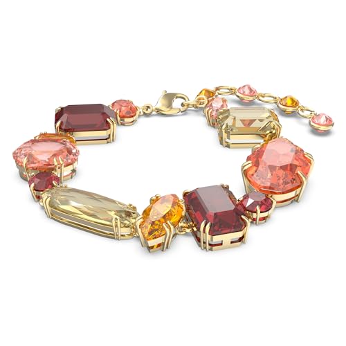 Swarovski Gema Soft Bracelet, Multicolored Crystals in Warm Tones, Mixed Cuts, on Gold-Tone Finished Band, Part of the Swarovski Gema Collection