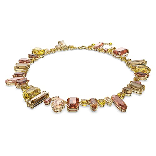 Swarovski Gema Necklace, Adjustable, with Multicolored Swarovski Crystals in Warm Hues, Mixed Classic Cuts on a Gold-Tone Finish Setting, Part of the Swarovski Gema Collection