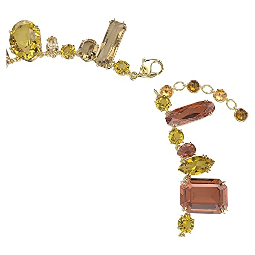 Swarovski Gema Necklace, Adjustable, with Multicolored Swarovski Crystals in Warm Hues, Mixed Classic Cuts on a Gold-Tone Finish Setting, Part of the Swarovski Gema Collection