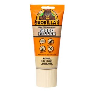 gorilla all purpose wood filler, 6oz tube, natural (pack of 1)