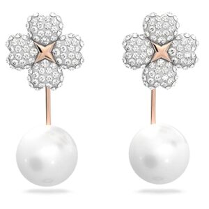 swarovski latisha earring jackets, flower, white, rose-gold tone finish