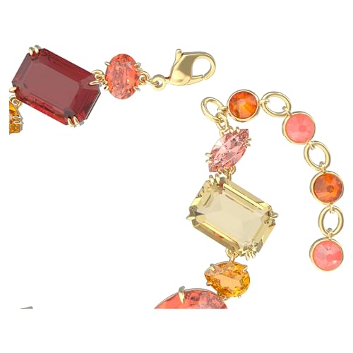 Swarovski Gema Soft Bracelet, Multicolored Crystals in Warm Tones, Mixed Cuts, on Gold-Tone Finished Band, Part of the Swarovski Gema Collection