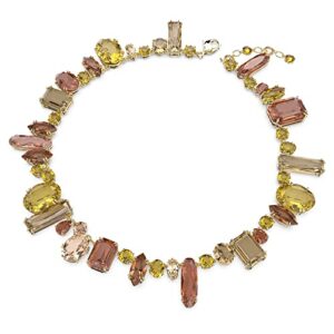 Swarovski Gema Necklace, Adjustable, with Multicolored Swarovski Crystals in Warm Hues, Mixed Classic Cuts on a Gold-Tone Finish Setting, Part of the Swarovski Gema Collection