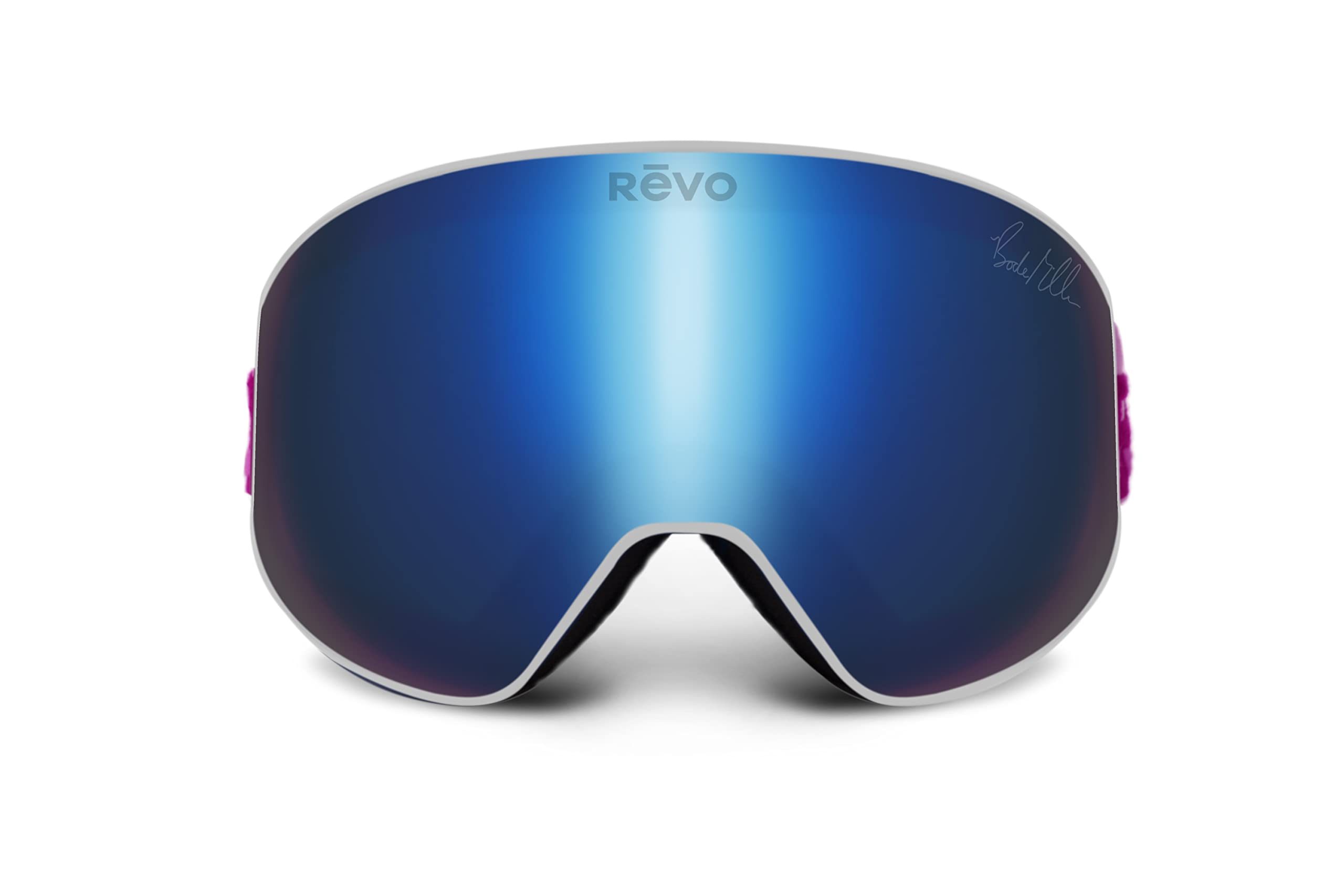 REVO Goggles No. 3 x Bode Miller: SuperNova+ Photochromic Lens, Frameless Design, Metallic White Frame with Blue Water Lens