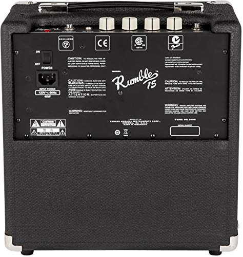 Fender Rumble 15 Bass Combo Amplifier Bundle with Instrument Cable and Austin Bazaar Instructional DVD