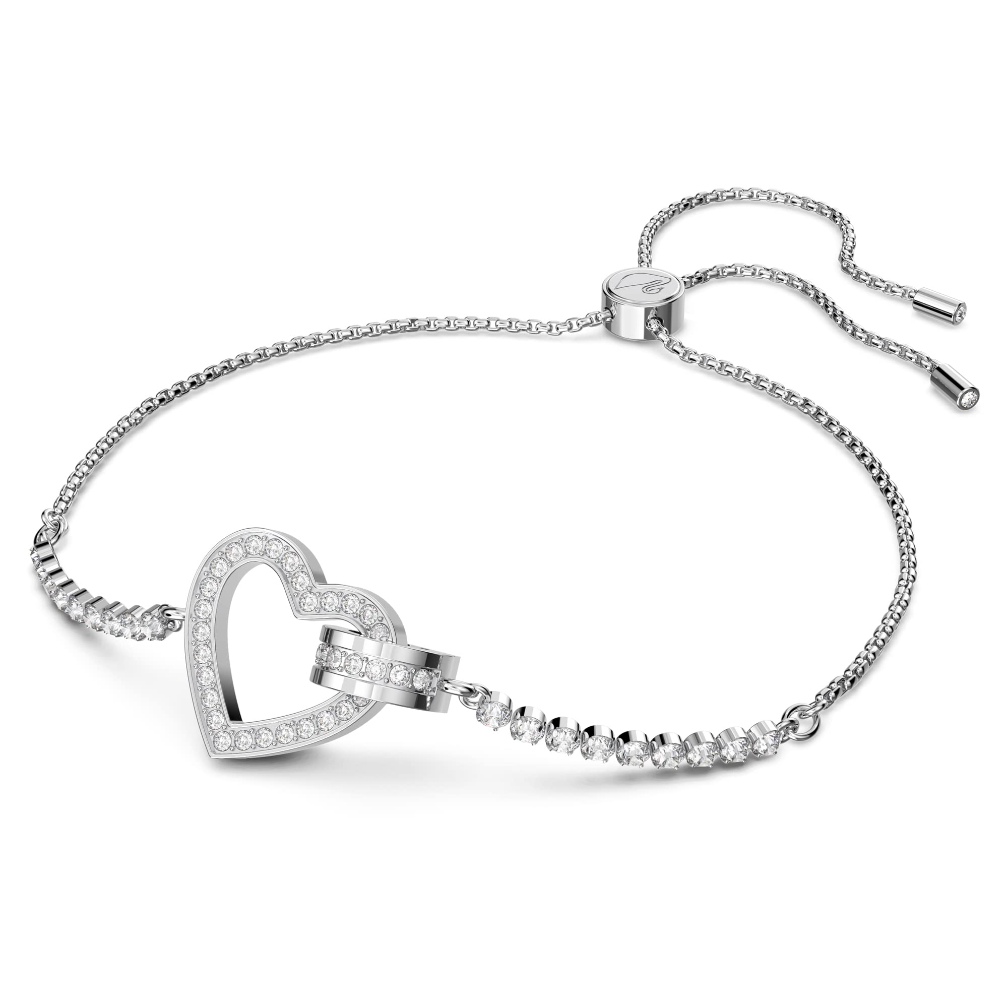 SWAROVSKI Lovely Bracelet, Heart, White, Rhodium Finish