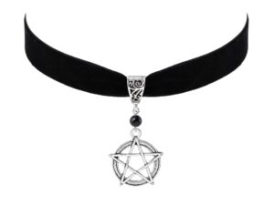 sacina gothic pentagram choker necklace, zinc alloy pentagram pendant, goth jewelry gift for women, christmas gift for women (black pentagram choker)