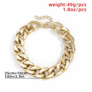 Girlssory Punk Cuban Link Chain Choker Necklace Plastic Chunky Curb Chain Necklace Chic Layered Clavicle Necklace Hiphop Accessories for Women(Gold)