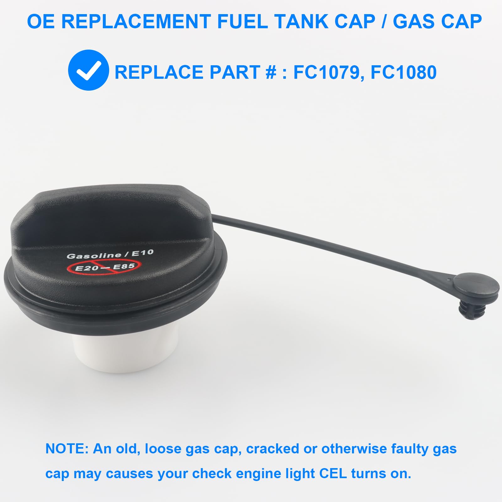 Fuel Gas Cap FC1079, FC1080 Compatible with Ford Lincoln Mercury - 2004-2009 F150 Ranger, 2007-2015 Edge, 2008-2012 Escape, 2006-2009 Fusion, 2008-2013 Mus-tang, 2008-2015 Taurus, 05-11 Town Car, More