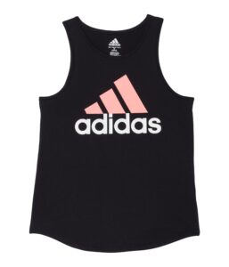 adidas girls' sleeveless curved hem tank, black, x-large (16)