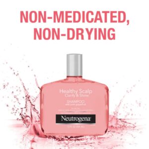 Neutrogena Exfoliating Healthy Scalp Clarify & Shine Shampoo for Oily Hair and Scalp, Anti-Residue Shampoo with Pink Grapefruit, pH-Balanced, Paraben & Phthalate-No, Color-Safe, 12 Fl Oz (pack of 3)