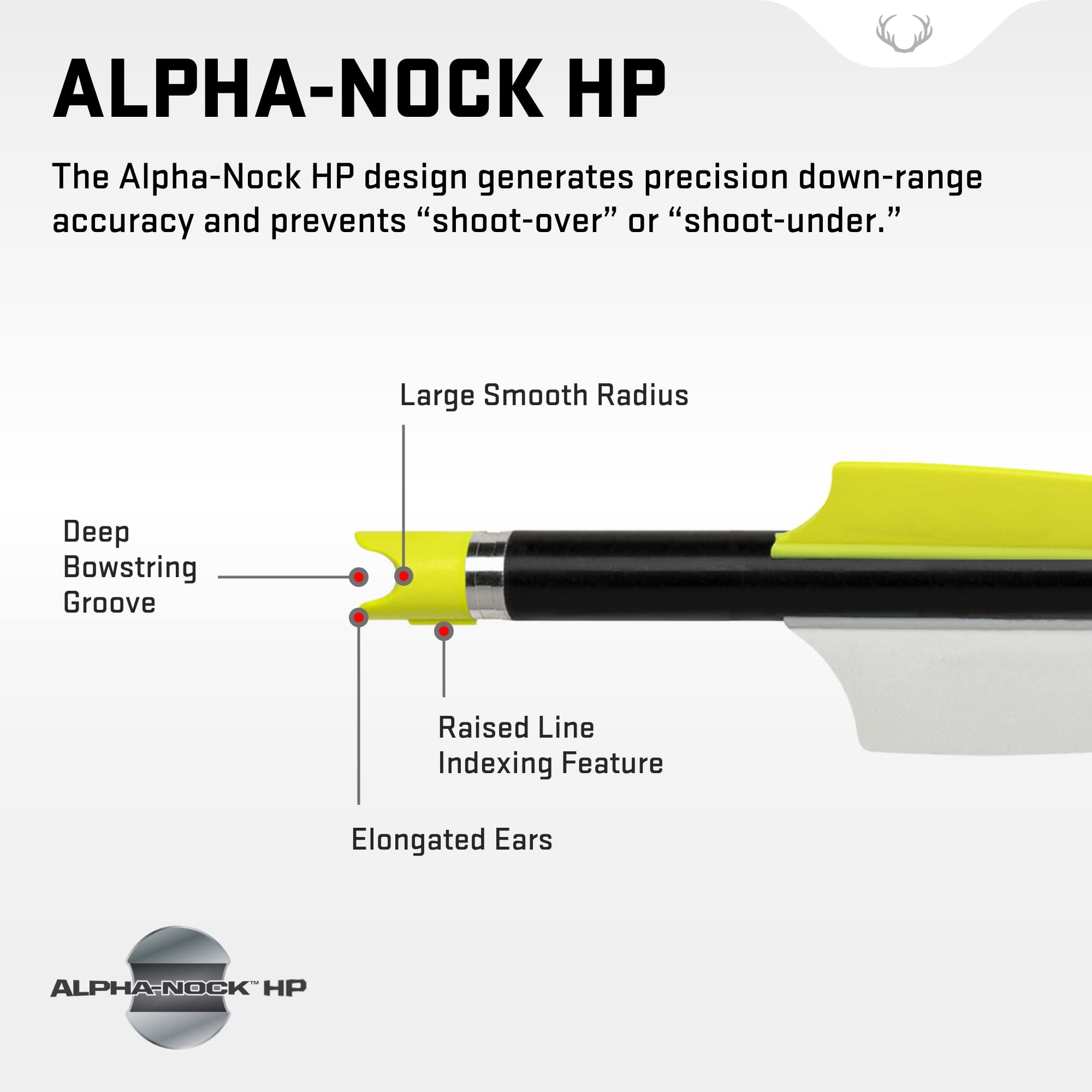 TenPoint Alpha-Nock HP, Yellow - Pack of 12 - Weight: 27 Grains - Helps Prevent Shoot Over or Shoot Under