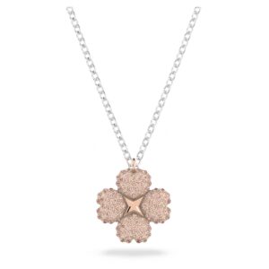 swarovski latisha pendant, flower, pink, mixed metal finish