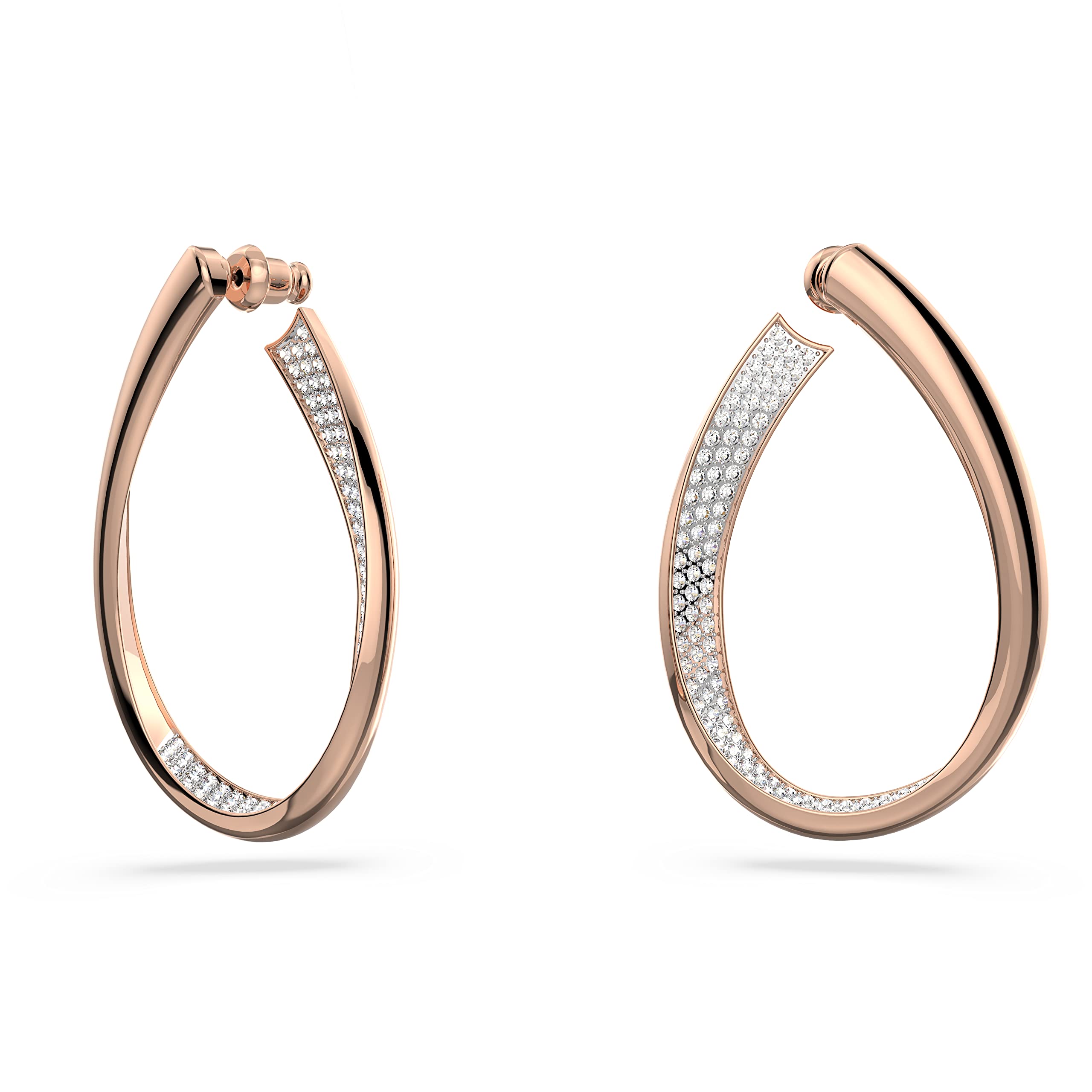 Swarovski Exist Hoop Earrings, White, Rose-gold tone Finish