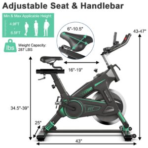 Goplus Indoor Cycling Bike, Stationary Exercise Bike Workout Bike with Device Holders, LCD Monitor, Adjustable Resistance & Seat & Handle, Simulated Swing Design, Suitable for Gym Home Cardio Training