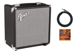 fender rumble 15 bass combo amplifier bundle with instrument cable and austin bazaar instructional dvd