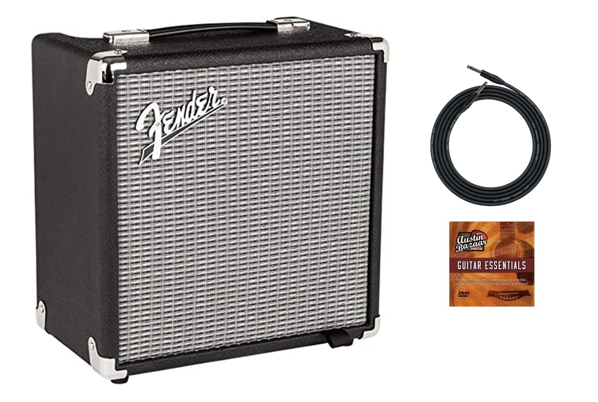 Fender Rumble 15 Bass Combo Amplifier Bundle with Instrument Cable and Austin Bazaar Instructional DVD