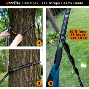 AnorTrek Professional Camping Hammock with Mosquito Net, Lightweight Portable Double Hammock with Two 10 FT Hammock Tree Straps, 230T Nylon Hammock for Camping, Hiking, Yard, Backpacking Blue