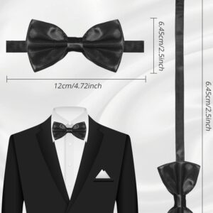 Geyoga 24 Pieces Men's Bow Ties Formal Satin Solid with Adjustable Neck Band Black Bow Ties for Men