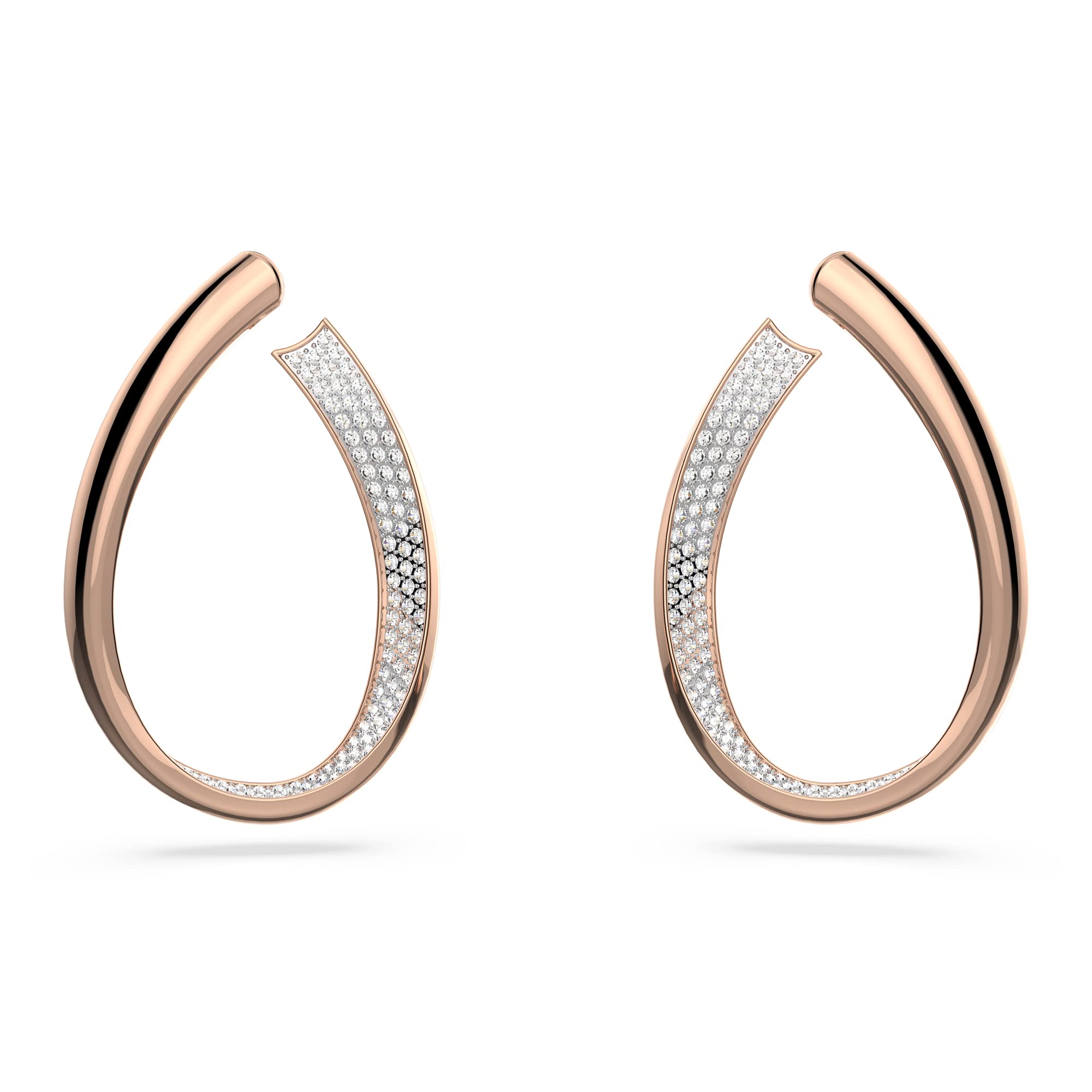 Swarovski Exist Hoop Earrings, White, Rose-gold tone Finish