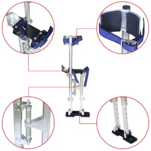 findmall 18-30 Inch Drywall Stilts Grade Adjustable Aluminum Tool Stilt for Painting or Cleaning - Silver