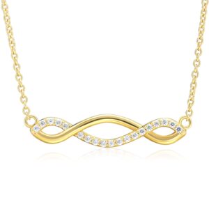 jelmo gold necklace for women 18k gold infinity necklace with dainty 5a cubic zirconia diamonds pendant necklace for mother‘s day birthday jewelry gifts for women mother girlfriend(deep yellow gold)