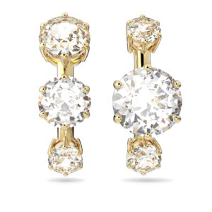 swarovski constella earrings, brilliant cut crystals, white, gold-tone plated